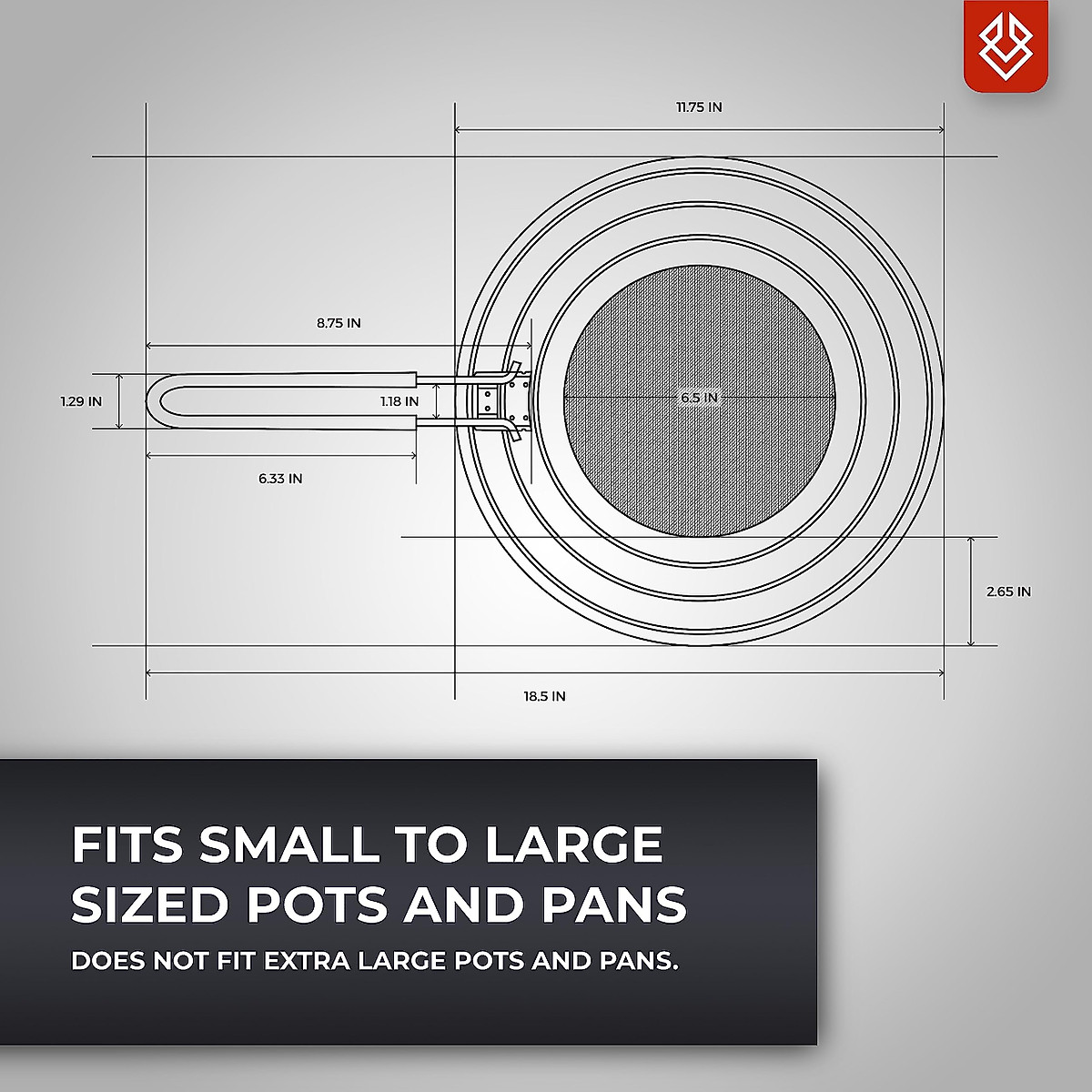 Dishwasher-Safe Splatter Screen Splash Guard for Kitchen Frying Pan Grease - Shields 99% of Stove Top from Bacon, Oil, or Deep Fryer - Easy to Clean or Store - Foldable Heat-Resistant Silicone Handle