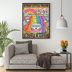 GemZono Diamond Painting Kits for Adults, Rainbow Bus Diamond Art Kits, Every Little Thing is Gonna Be Alright Diamond Painting Dots Art for for Home Wall Decor (12X16 inch/ 30X40cm)