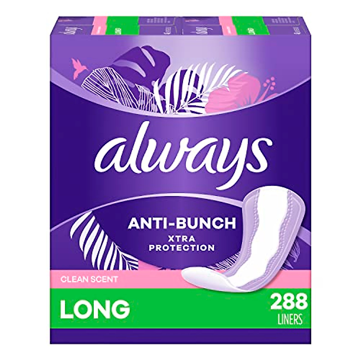 Always Xtra Protection Daily Feminine Panty Liners for Women, Long Length, Fresh Scent, 72 Count x 4 Packs ((288 Count total)