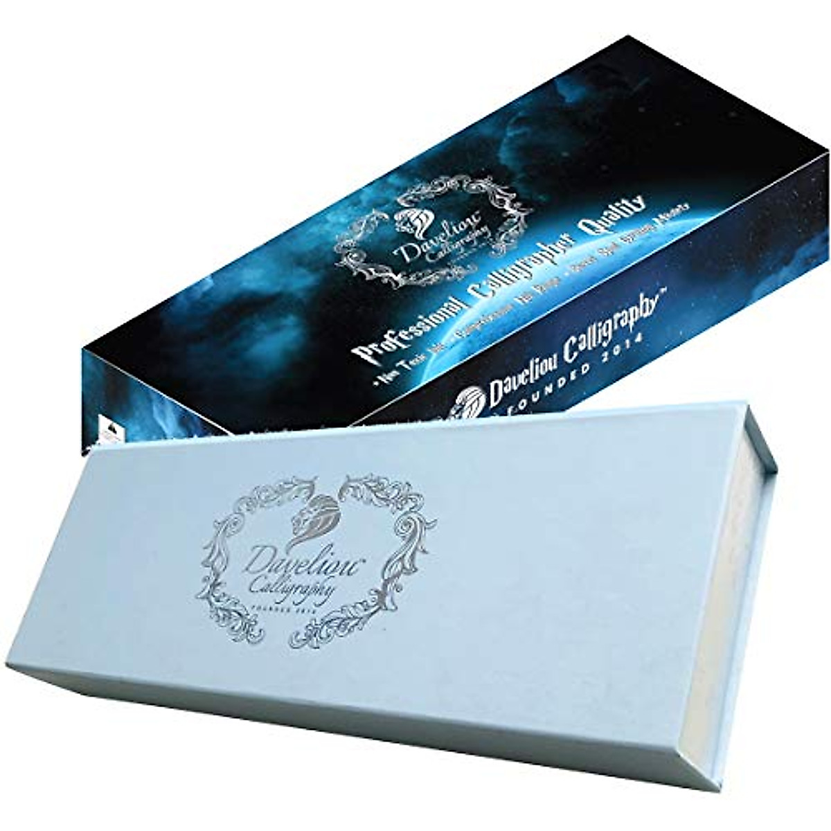 DAVELIOU 19-Piece Wizard Calligraphy Set for Beginners and Professionals, Creates Clean and Smooth Lines, Calligraphy Kit Includes Pens, Inks, Nibs, and Case (Blue & Silver)