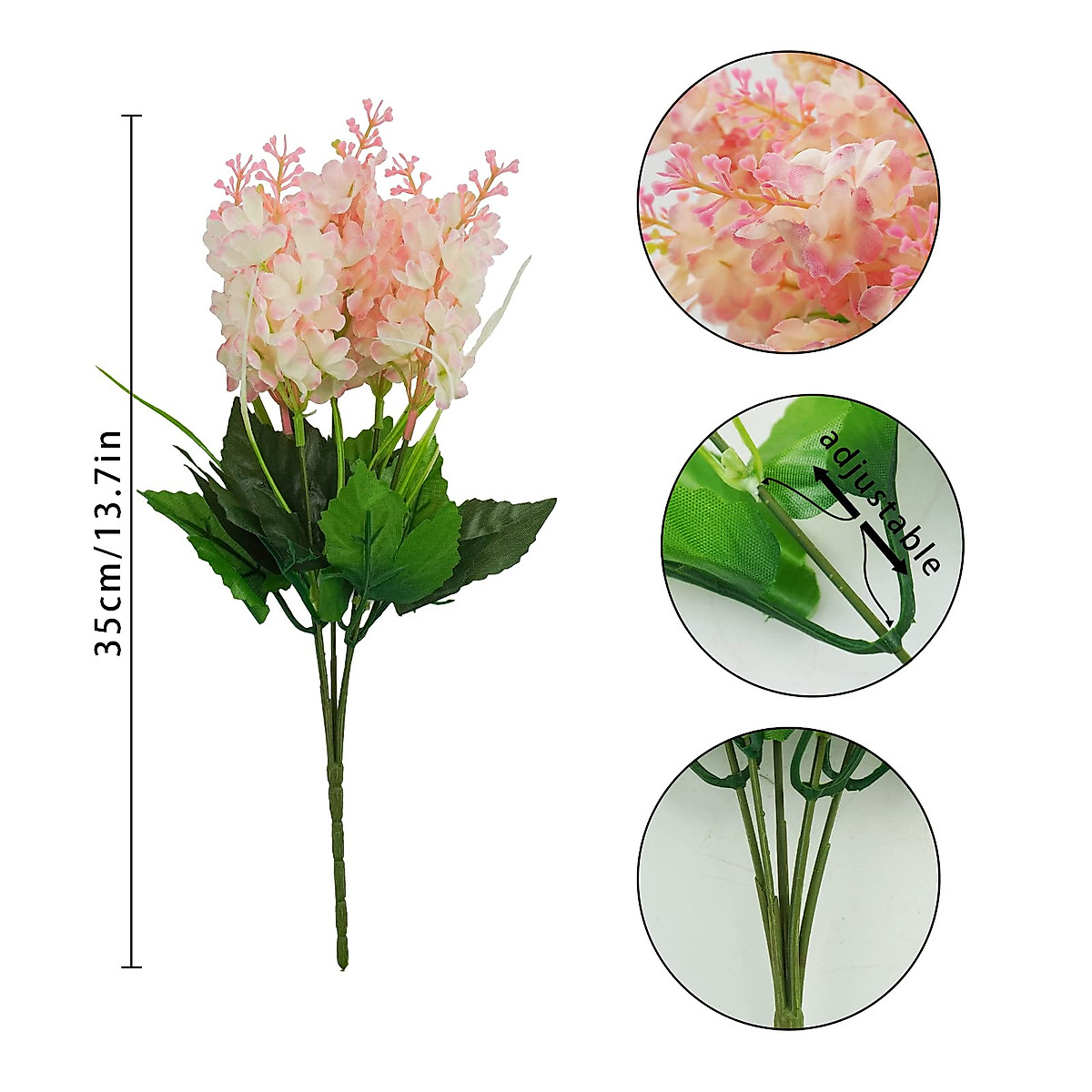 Uieke 4Pcs Artificial Flowers Wisteria Bundle Fake Flowers Silk Floral Bouquet Arrangements for Home Wedding Party Garden Fences Decor Light Pink