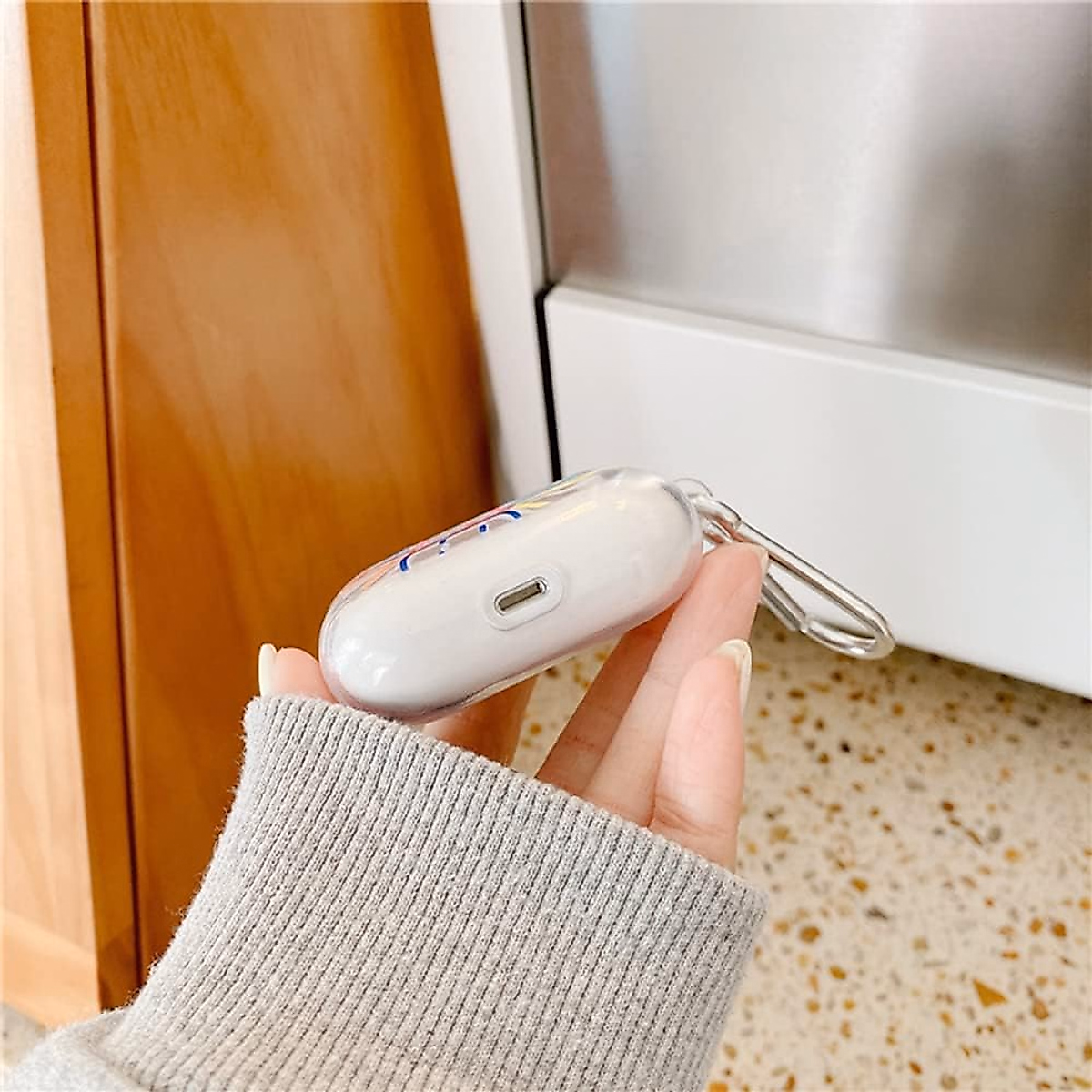 MINSCOSE Cute Airpod Pro Clear Case with Keychain, Cartoon Smiley Face Design Soft Silicone Smooth Shockproof Compatible with Airpods Pro Charging Case for Girls Kids Women