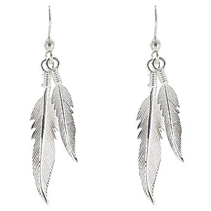 LES POULETTES JEWELS - Sterling Silver Earrings Two Feathers