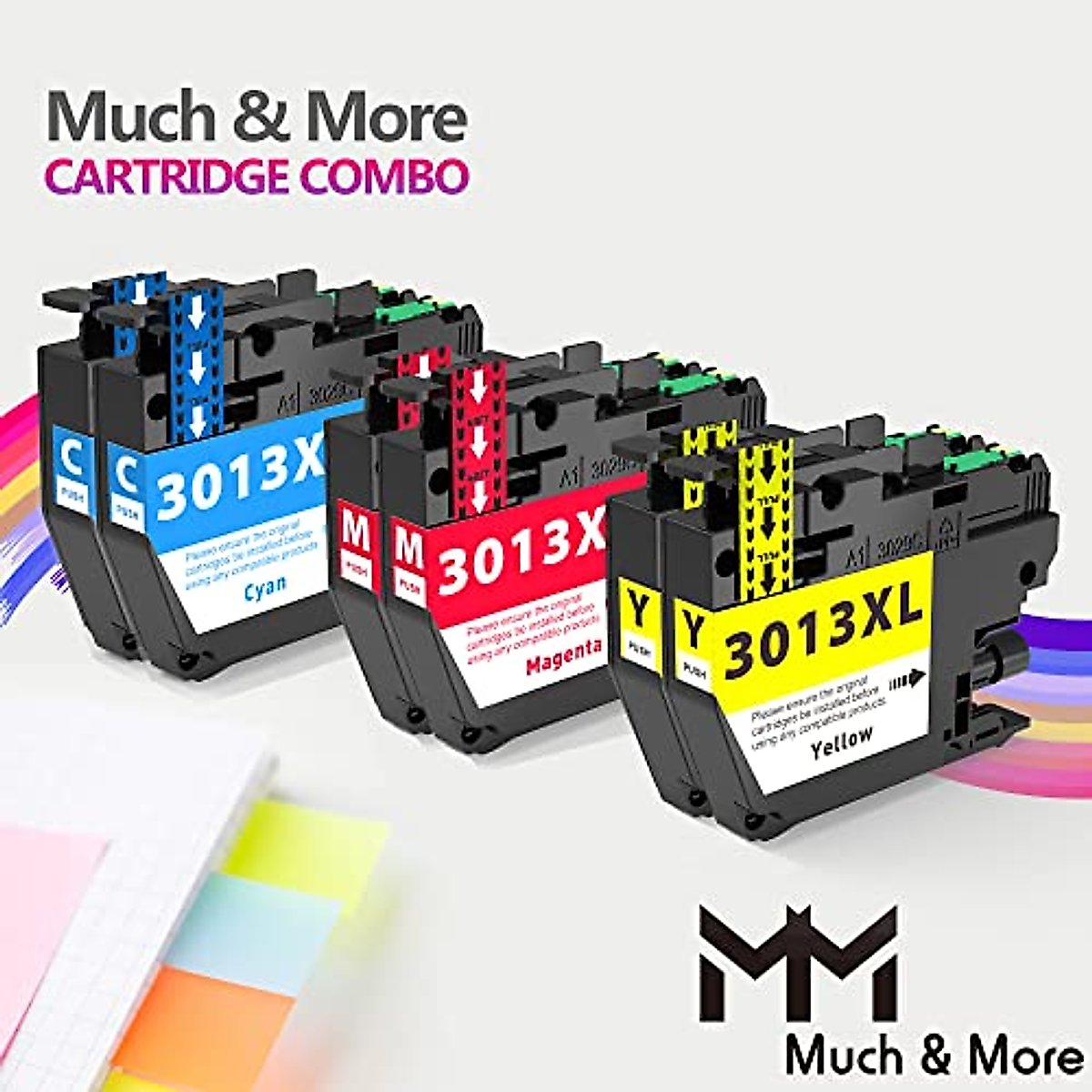 MM MUCH & MORE 6-Pack Compatible Ink Cartridge Replacement for Brother LC-3013 LC3011 LC3013 to use for MFC-J487DW MFC-J491DW MFC-J497DW MFC-J690DW MFC-J895DW Printers (Cyan + Magenta + Yellow)