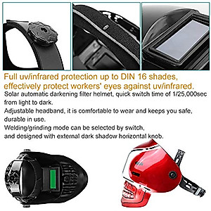Welding Helmet Solar Auto Darkening Flat Flip Welding Half Helmet Grinding Welder Shield UV Infrared Protection for ARC MMA MAG TIG Plasma Cutting.