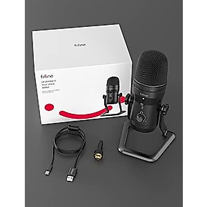 FIFINE USB Studio Recording Microphone Computer Podcast Mic for PC, PS4, Mac with Mute Button & Monitor Headphone Jack, Four Pickup Patterns for Vocals YouTube Streaming Gaming ASMR Zoom-Class (K690)