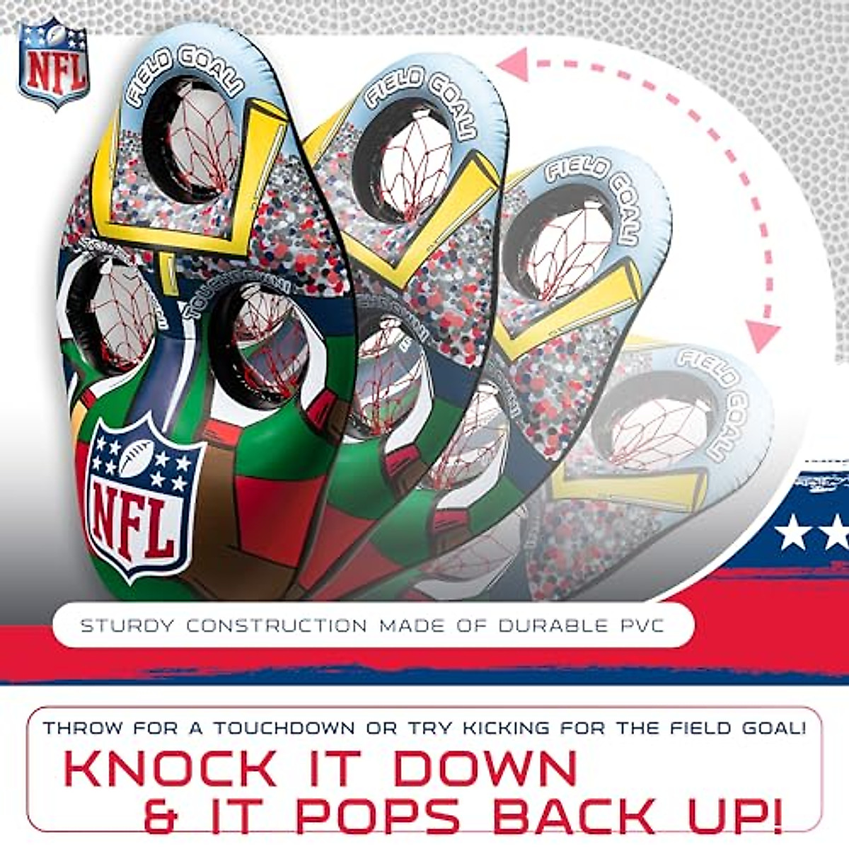 Franklin Sports NFL Inflatable Target Toss Game - Kids Mini Football Throwing Game Set - Portable Indoor + Outdoor Toy Football Target + Mini Footballs - 51"