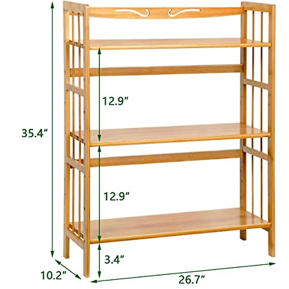 C&AHOME Bamboo Shelf, 3-Tier Bookshelf Bookcase, Free-Standing Storage Shelf, Plant Flower Stand, Max Load 35LBS Per Shelf, Utility Shelf Rack for Living Room Bathroom Kitchen Home Natural