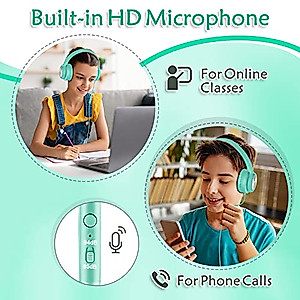 Kids Headphones with Microphone, Wired Headsets for Kid Child Teens Boys Girls with 85dB/94dB Volume Limit, Foldable Adjustable for School, Travel, 3.5mm Audio Jack for iPad, Tablet, PC, Chromebook