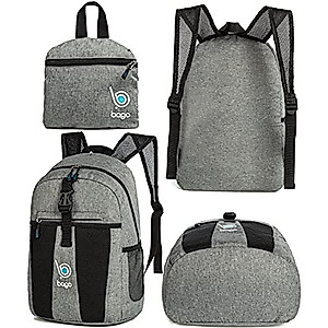 bago Lightweight Small Hiking Backpack for Women and Men - 25L Travel Day Pack - Foldable Hiking Daypack Ultralight for Camping Outdoor Sports - Day Bag Packable Backpack for Travel (SnowGray)