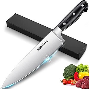 MOSFiATA Kitchen Chef Knife, 8” Full-Tang Cooking Knife High Carbon Stainless Steel Super Sharp Vegetable Meat Knife with Ergonomic Handle, Perfect for Kitchen & Restaurant