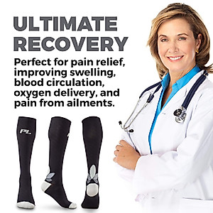 Powerlix Compression Socks for Women & Men (Pair) for Neuropathy Swelling Pain Relief 20-30 mmHg Medical Knee-high Stockings