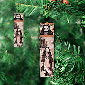 Bookmarks Ruler Metal Nezuko Bookography Collage Measure Tassels Bookworm for Bookmark Reading Bibliophile Christmas Ornament Gift Markers Book
