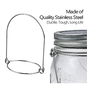 HENMI Mason Jar Wire Hangers 12 Pack Stainless Steel Wire Handles for Regular Mouth Mason Jar Ball Pint Jar Canning Jars,Canning Jars Hanger, Hanging Jars, Jar Hanging Hook, Sliver