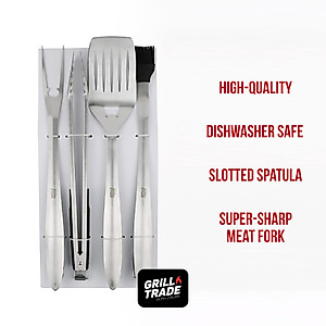 Grill Tools Set - BBQ Grill Utensils - Barbecue Grill Accessories with Tongs, Spatula, Fork, Brush - High-Grade Stainless Grilling Tool Kit - Dad Grill Set Gifts for Men - Dishwasher Safe