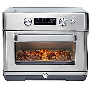 GE Digital Air Fryer Toaster Oven + Accessory Set | Convection Toaster with 8 Cook Modes | Large Capacity Oven - Fits 12" Pizza | Countertop Kitchen Essentials | Stainless Steel