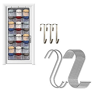 RELBRO 30 Pack Silver S Hooks and Hat Rack for Baseball Caps