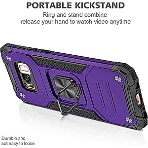 AYMECL for Samsung Galaxy S8 Case, Galaxy s8 Phone case with Self Healing Flexible TPU Screen Protector [2 Pack], Military Grade Double Shockproof with Kickstand Case for Samsung S8-Purple