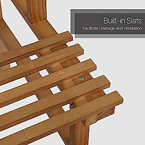 MoNiBloom 4 Tier Ladder Style Wood Plant Stand Indoor Outdoor, Flower Pot Rack Display Stand Organizer Holder for Patio Lawn Balcony Lawn Garden Home