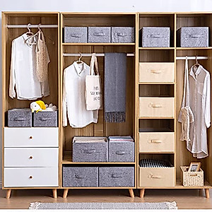 Foldable Storage Bins Rectangle Fabric Storage Basket, Closet Organizer Bins with Handles, Toy Organizer, Baskets for Gifts Empty for Home Office Kids Room Clothes Closet Shelves (Large-18.6L x 11.2W x 8.1H)