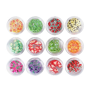 BinaryABC 3D Fruit Slices Nail Art Decorations Supplies Slime Slices(Fruit Style Random)