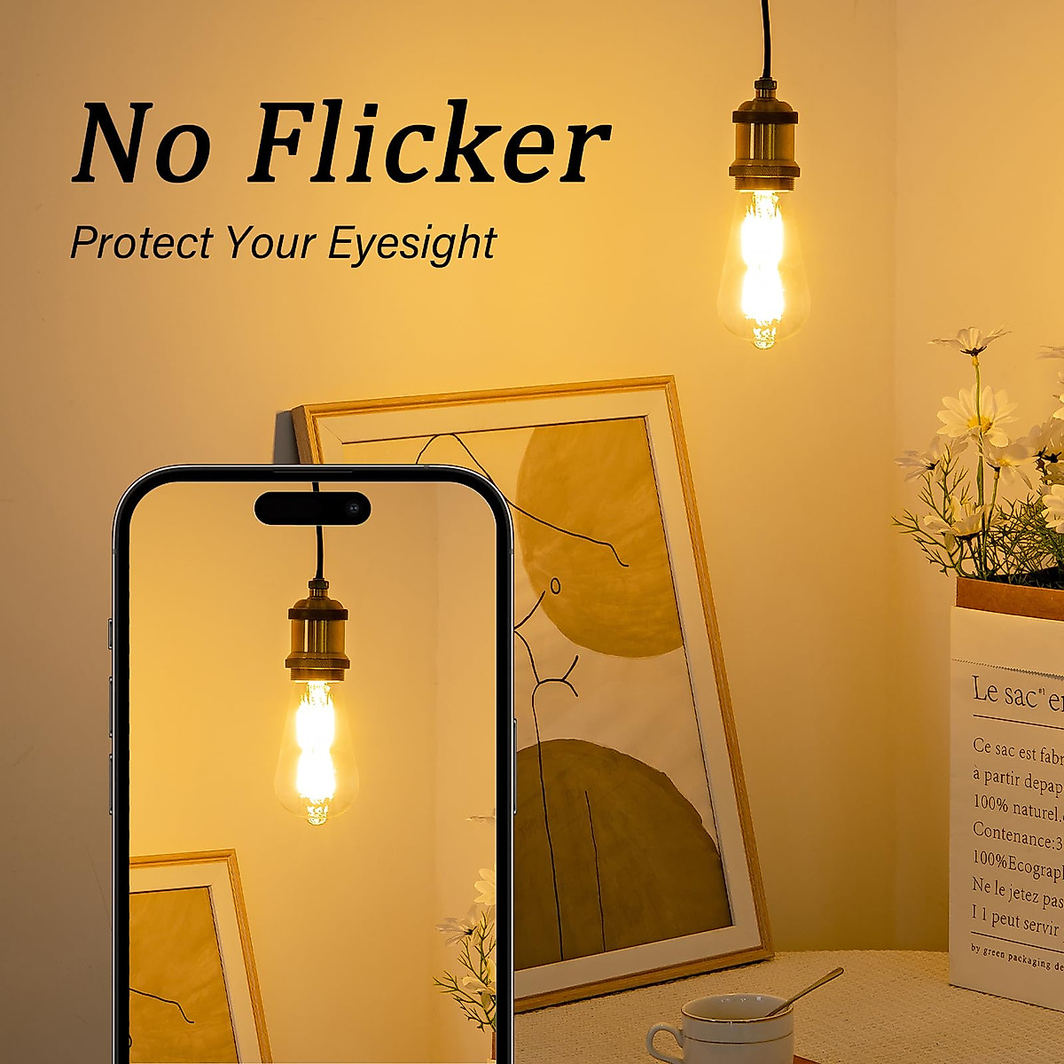 CREATE BRIGHT Vintage ST64 16W Dimmable Led Edison Bulbs 2700K Warm Light Bulbs Led Filament Light Bulbs for Chandeliers,E26 Base,4 Pack