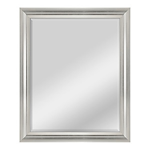 MCS Large Wall Mirror, Modern Rectangle Mirror Home Decor for Living Room, Bedroom, or Bathroom, 26.5 by 32.5 Inch, Brushed Silver