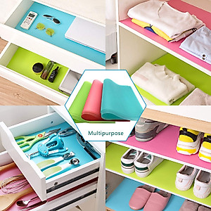 OBSCYON 12 Pack Refrigerator Mats, Refrigerator Liners Washable Fridge Mats Shelves Drawer Table Placemats 29*45cm (4 Green, 4 Pink, 4 Blue)