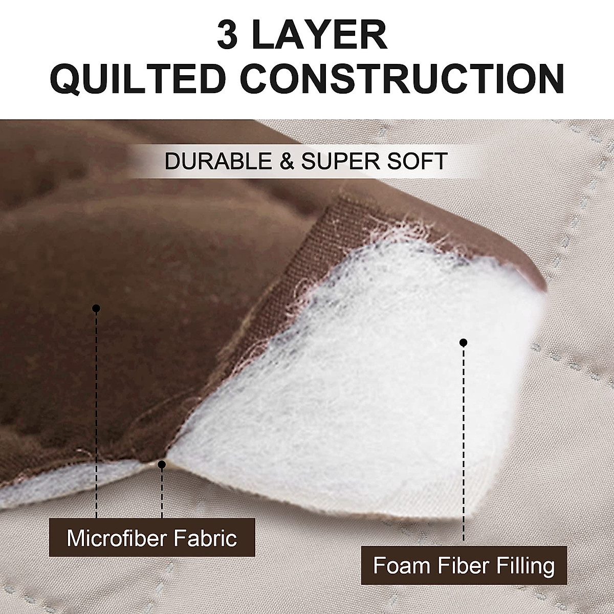 RHF Oversized Recliner Chair Covers for Reclining Chair Reversible Recliner Cover for Large Recliner Quilted Sofa Slipcover Furniture Protector for Dogs (30'' Recliner-Oversized: Chocolate/Beige)