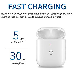 Wireless Charging Case Compatible for AirPods 1/2, Charger Replacement Cases Compatible with AirPods 1/2, Support Bluetooth Pairing and Sync Button(Earbuds Not Included)