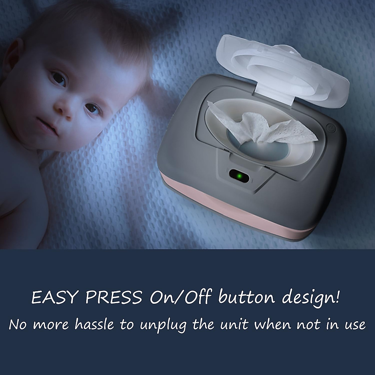 Baby Wet Wipes Warmer, Dispenser, Holder and Case - Easy Press On/Off Switch, Only Available at Amazon