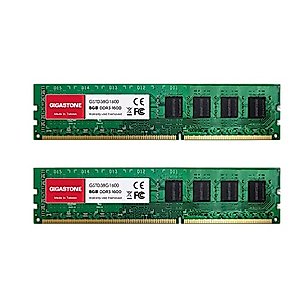 【DDR3 RAM】 Gigastone Desktop RAM 16GB (2x8GB) DDR3 16GB DDR3-1600MHz PC3-12800 CL11 1.5V 240 Pin Unbuffered Non ECC UDIMM for PC Computer Desktop Memory Module (Desktop ONLY)