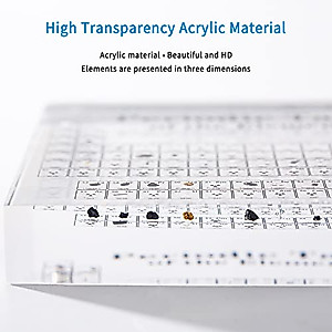 Periodic Table Real Elements Inside,Clear Acrylic Periodic Table with Elements Samples,3D Periodic Table Display with Elements,Gift for Teacher, Student, Kids(M)
