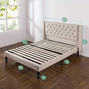 ZINUS Desmond Upholstered Platform Bed Frame with Wingback Headboard, Mattress Foundation, Wood Slat Support, No Box Spring Needed, Easy Assembly, Full
