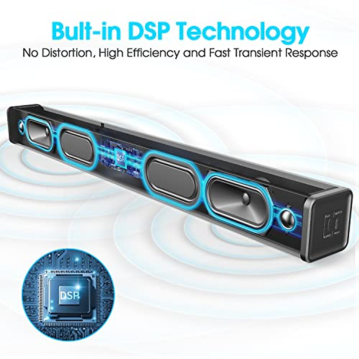 W-KING 70W Sound Bars for TV with Subwoofer (Built-in), 2.0ch TV Sound Bar Surround Sound Speakers, Bluetooth/HDMI-ARC/Optical/Coaxial/AUX/RCA/USB Drive, 35.4" TV Speakers Soundbar with SUB Out/3-EQ