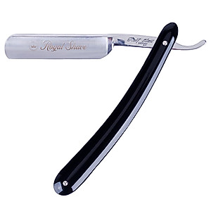 ROYAL SHAVE 5/8” Straight Razor Full Hollow Round Point Special Carbon Steel, Shave Ready Handmade Classic Wet Shaving Straight Razor - MADE IN GERMANY (Black Handle)