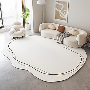 Black White Boho Shag Irregular Shaped Modern Rug for Living Room Bedroom Diningroom Ombre Texture Washable Area Rug Office Kitchen Hallway Faux Wool 6x8 Carpet