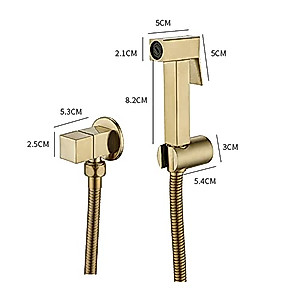 ZLOCYIVHE Hand Held Bidet Sprayer, Single Cold Stainless Steel Toilet Bidet Faucet Shattaf Valve Jet Set Shower Head,Black(Brushed Gold)