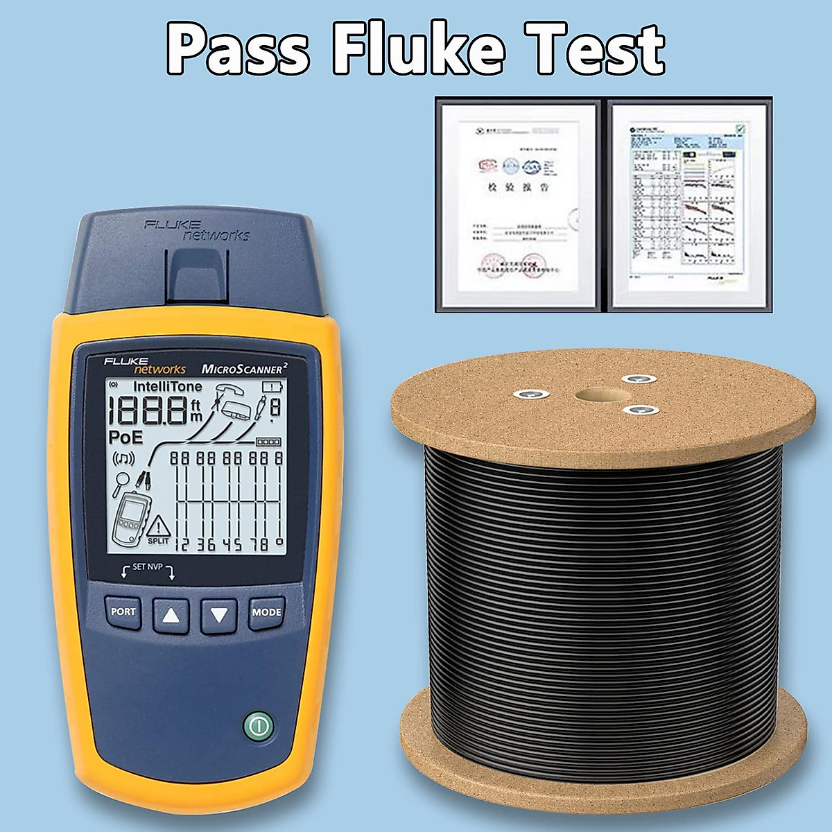 ShineKee Cat7 Bulk Ethernet Cable 660ft, Outdoor CAT 7 Shielded Riser (CMR) Ethernet Bulk Cable Reel 600Mhz Heavy-Duty Waterproof 26AWG S/STP Cat 7 Ethernet Spool, Black (660ft)