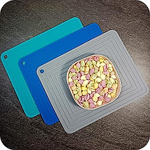 Silicone Trivets Mats Kitchen Tool Set 3 Pcs, Large Silicone Trivets for Hot Dishes,Silicone Trivets for Hot Pots and Pans, Silicone Trivet Mats Set About 9"X12", Black Silicone Hot Pads for Kitchen