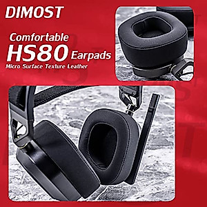 HS80 Ear Pads Compatible with HS80 Headset I Thicker Enhanced Memory Foam - More Breathable Comfort Micro Surface Texture Leather by DIMOST