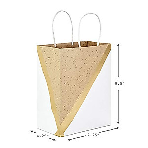 Hallmark 9" Medium Paper Gift Bags (8 Bags: White, Gold and Kraft) for Christmas, Birthdays, Weddings, Easter, Mothers Day, Graduations, Baby Showers, Bridal Showers, Care Packages