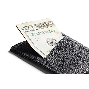 Bellroy Card Sleeve (Premium Leather Card Holder or Minimalist Wallet, Holds 2-8 Cards or Business Cards, Folded Note Storage) - Stellar Black