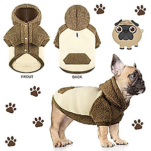 Fuzzy Thick Dog Winter Clothes Dog Hoodie Thermal Coat Doggie Clothes Dog Clothes Boy Dog Jacket Puppy Outfit Small Girl Dog Clothes (Large)