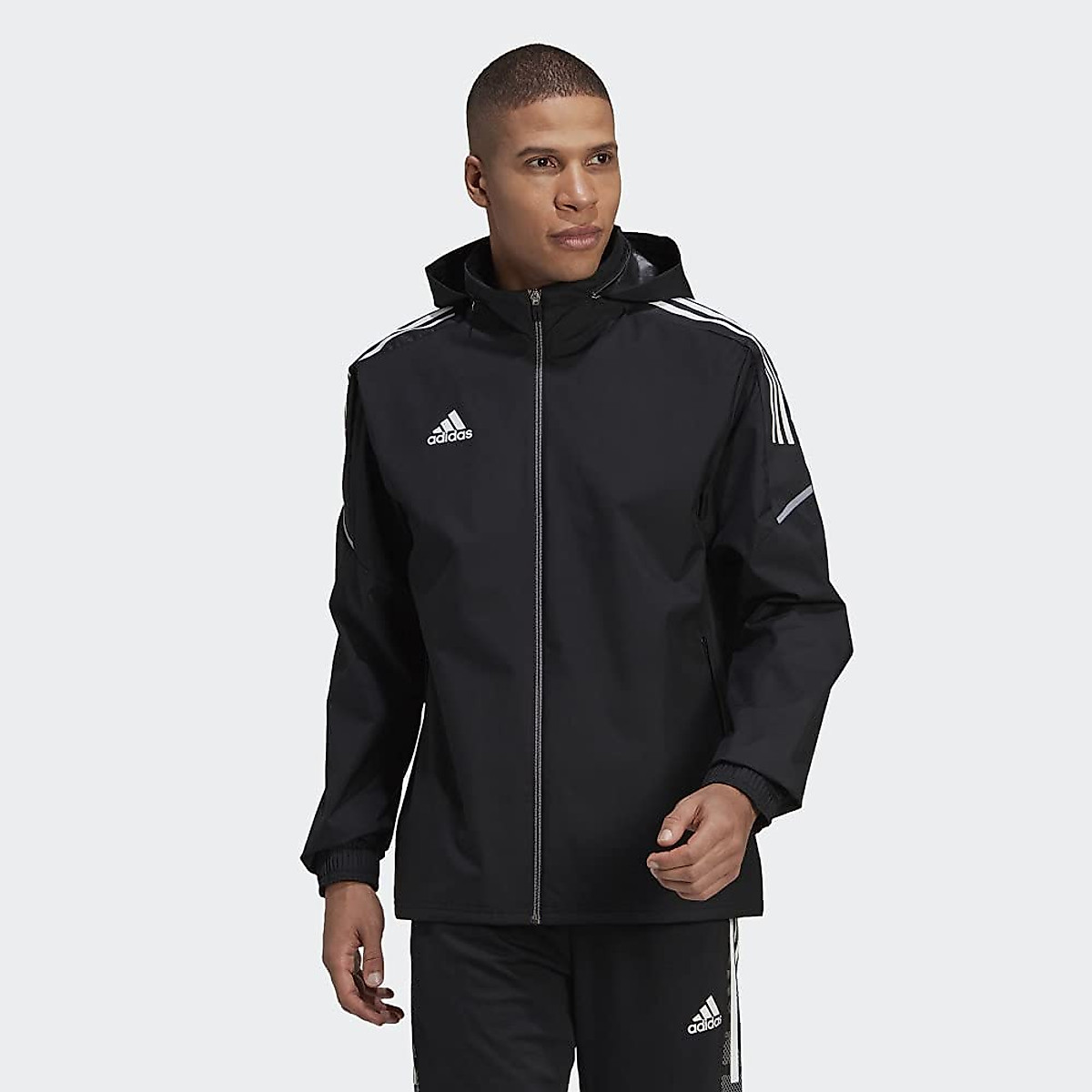 adidas Men's Condivo 21 Allweather Jacket, Black/White Large