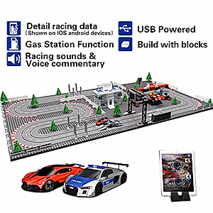 AGM MASTECH Mini Deluxe Block Building N Slot car Race Set GD-11 at 1:87 Scale