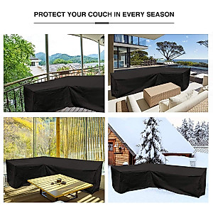 J&C Patio Furniture Sectional Couch Covers,Premium Outdoor Waterproof V Shape Garden Sofa Cover Weather Protection Patio Sofa Cover, Outdoor Sectional Furniture Cover (84x84in)