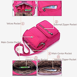 KARRESLY Women Crossbody Bag Shoulder Handbags Small Nylon Purse Waterproof Multi Pockets Bags(Purple)