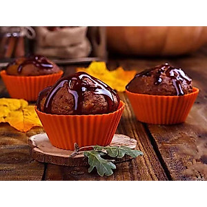 12PCS Silicone Mini Reusable Muffin Baking Cup Small Cupcake Holders Random Color Silicone Cupcake Liners Pastry Dessert Cups Nonstick Liner Molds for Making Muffin Chocolate Bread(Round)