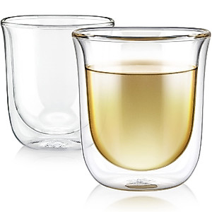 Teabloom Tulip Insulated Glasses for Tea, Espresso and Other Beverages - Double Walled Heatproof Glass Maintains Drinks Hot/Cold, 6 oz (Set of Two)